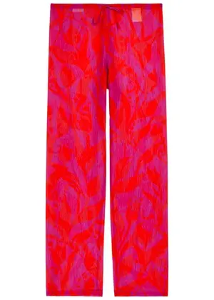 Dries Van Noten Dries Van Noten Pachas Printed Silk Trousers Fuchsia