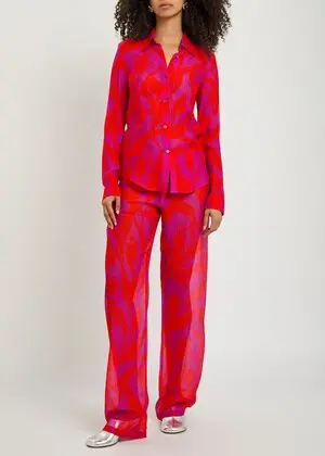 Dries Van Noten Pachas Printed Silk Trousers