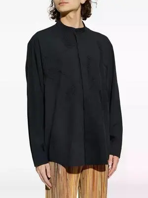 Issey Miyake Embroidered Collarless Shirt