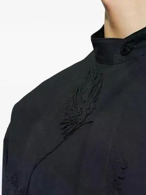 Issey Miyake Embroidered Collarless Shirt