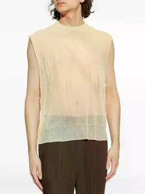 Issey Miyake Textured Round Neck Sleeveless Top