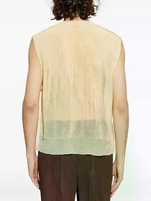 Issey Miyake Textured Round Neck Sleeveless Top