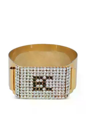 ENRICO COVERI VINTAGE Logo Embellished Cuff Bracelet - Gold