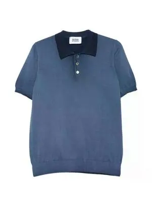 Alpha Studio Button Collar Polo Shirt - Blue