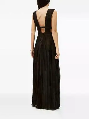 Ba&sh Tania Pleated V-neck Maxi Dress