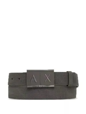 Armani Exchange Perforated Logo Belt - Grey