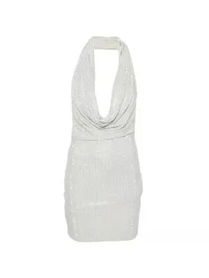 TWENTY FOURHAITCH Halterneck Mini Dress With Cowl Neck - Silver