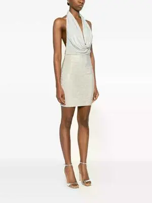 TWENTY FOURHAITCH Halterneck Mini Dress With Cowl Neck - Silver