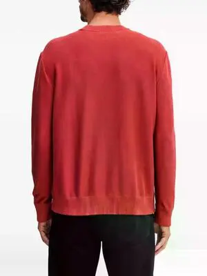 BENETTON Long-sleeved Logo Embroidered Sweater - Red