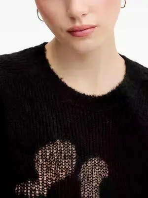 BENETTON Openwork Round Neck Sweater - Black