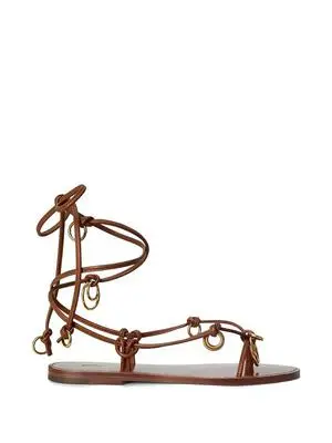 Polo Ralph Lauren Ring-embellished Knot-detail Sandals - Brown