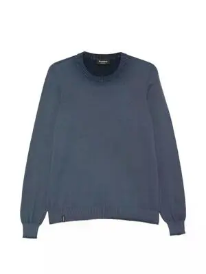AROVESCIO Round Neck Long Sleeve Sweater - Blue