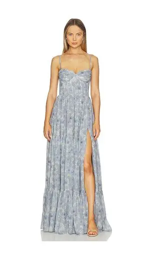 V. CHAPMAN Tiered Maxi Dress With Corset Detail - Slate