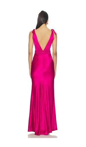 ZHIVAGO Satin Gown With Quilted Trim - Fuchsia