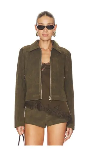 Superdown Faux Suede Zip-up Jacket