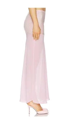 RUNAWAY THE LABEL Adeluna Sheer Bottom Maxi Skirt