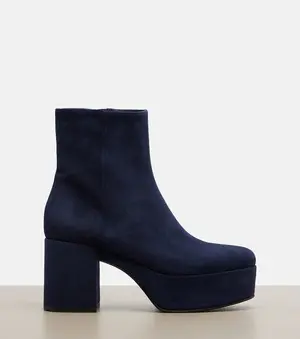 GIANVITO ROSSI Suede Platform Ankle Boots - Blue