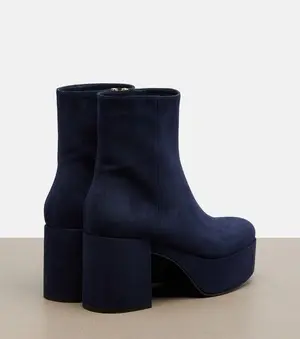 GIANVITO ROSSI Suede Platform Ankle Boots - Blue