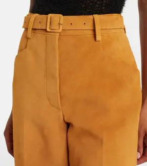 Gabriela Hearst Norman Belted Suede Wide-leg Trousers