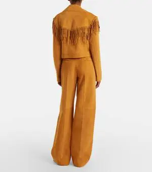Gabriela Hearst Norman Belted Suede Wide-leg Trousers