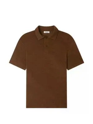 Sandro Linen Polo Shirt - Brown