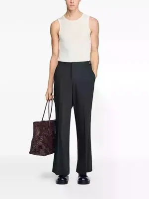 Sandro Wide-leg Wool Trousers With Buckles