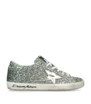 GOLDEN GOOSE Glitter Super Star Sneakers - Silver