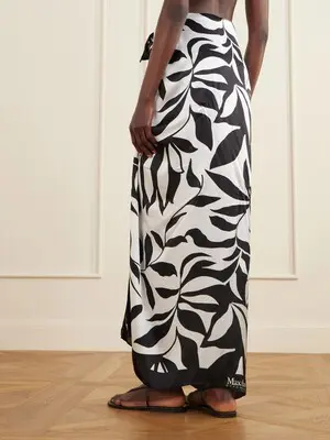 Max Mara Beachwear Spuma Printed Silk Pareo - Black