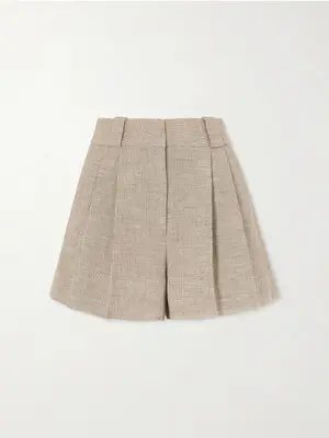 BLAZÉ MILANO Marina Selle Pleated Ribbed Cotton-blend Shorts