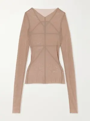 Rick Owens Stretch-tulle Long-sleeve T-shirt - Neutrals