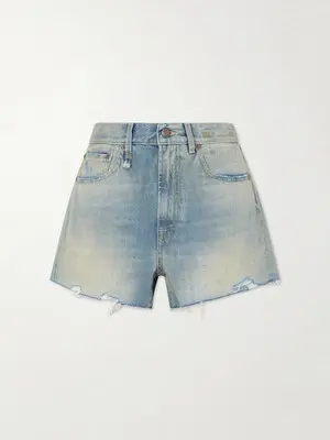 R13 X-bf Frayed Denim Shorts - Blue