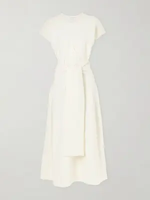 VIOLANTE NESSI Turrel Tie-detailed Jersey Midi Dress - Neutrals