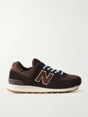 NEW BALANCE New Balance '574' Lace-Up Suede And Leather Trimmed Sneakers Brown