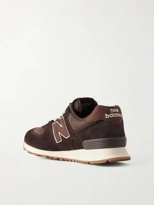 NEW BALANCE 574' Lace-up Suede And Leather Trimmed Sneakers - Brown