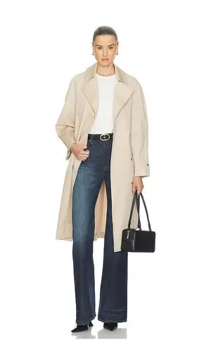 Lacoste Oversized Trench Coat With Belt - Brown