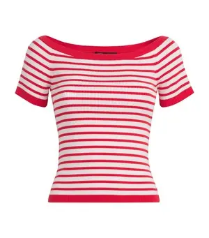 Maje Striped Rib-knit Boatneck Top