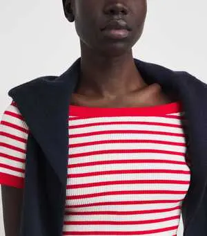 Maje Striped Rib-knit Boatneck Top