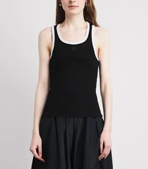 Maje Embroidered Logo Ribbed Tank Top