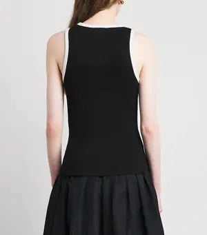 Maje Embroidered Logo Ribbed Tank Top