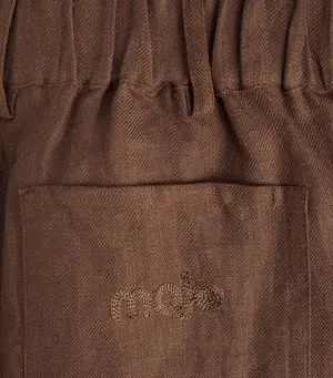 Maje Linen Belted Wide-leg Trousers - Brown