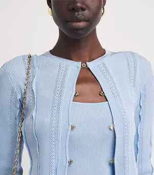Maje Pointelle Cardigan With Decorative Fastenings
