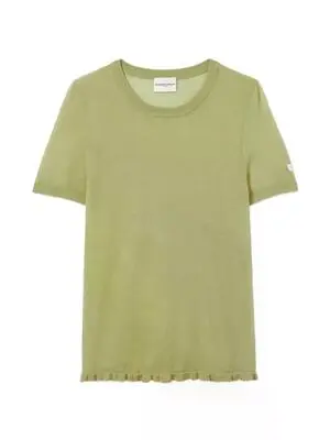 Claudie Pierlot Ruffled-hem T-shirt - Green