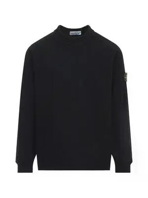 Stone Island Crew-neck Sweatshirt With Logo Patch - Black