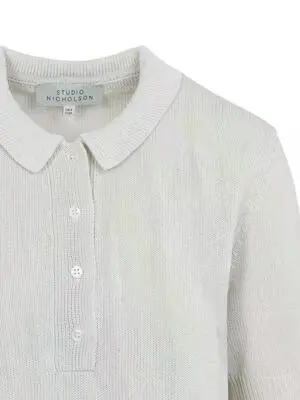 Studio Nicholson Ribbed-knit Polo Shirt - Grey