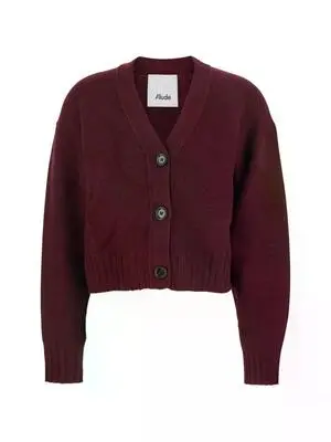 ALLUDE V-neck Button Cardigan - Red