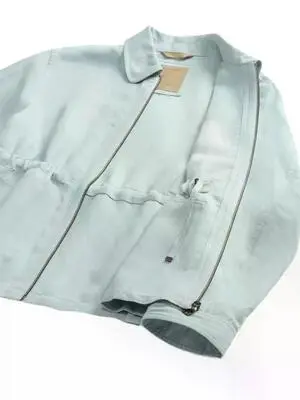 Woolrich Linen-blend Zip-up Jacket With Drawstring Waist
