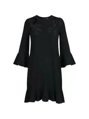 Valentino Garavani Leaf Appliqué Ruffle Dress - Black