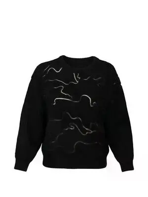 Valentino Garavani Graphic-print Crewneck Wool Jumper - Black