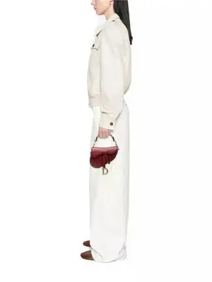 Dior Grained Calfskin Saddle Bag Satchel - Red