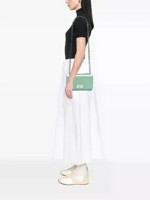 Prada Saffiano Lux Chain Lock Flap Crossbody Bag - Green